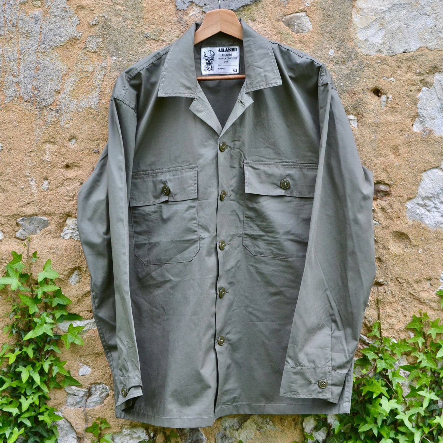 Chemise CISO Tropical Poplin – Olive Green Utlity pockets – Arashi ...